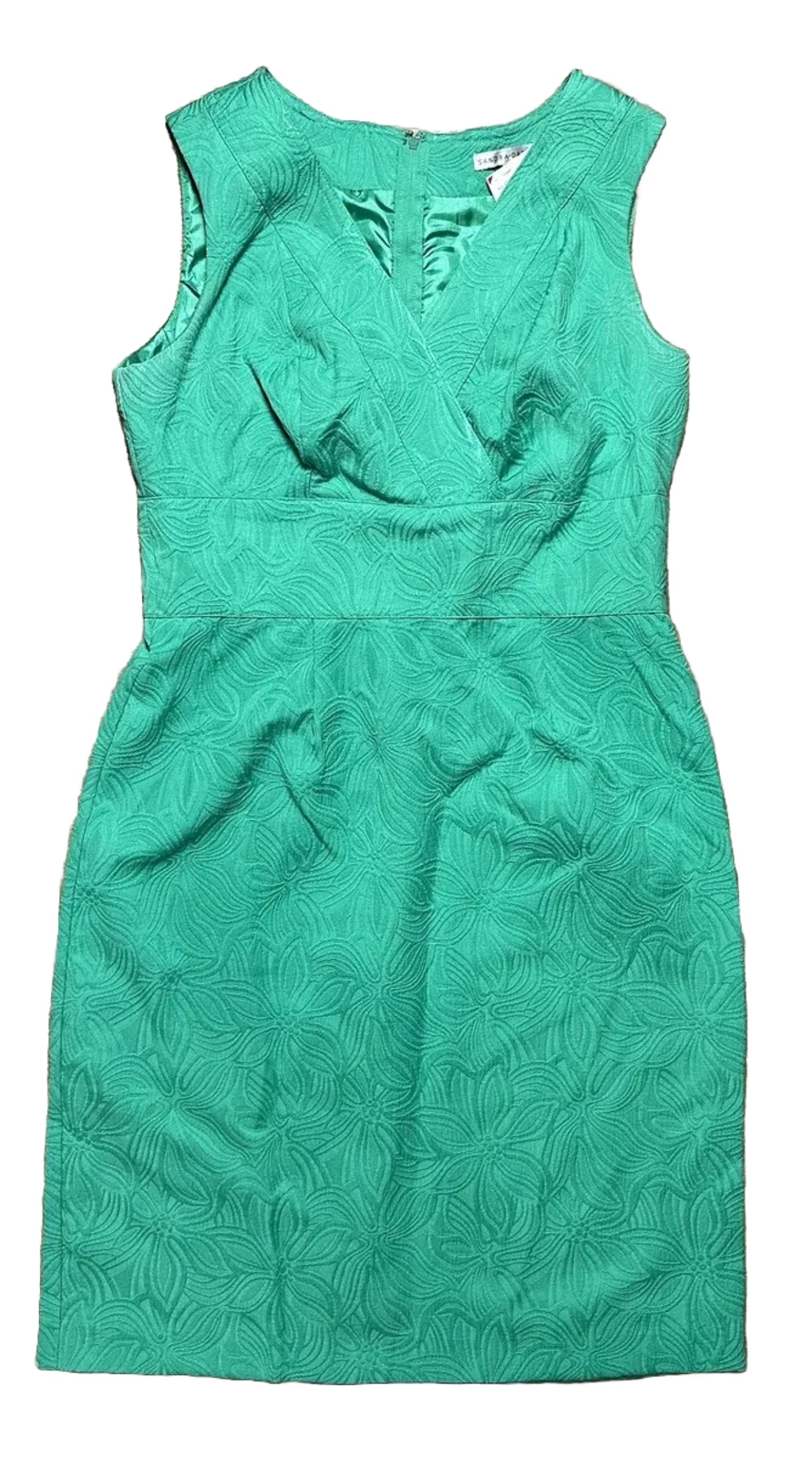 Dress 8 Spring Green V-neck Empire Shift Sleeveless Texture Floral ...