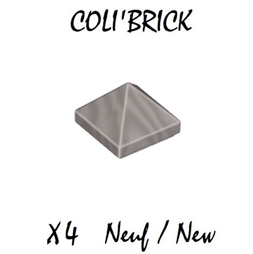 Lego 22388 - 4x Brique pente toit / Slope 45 1x1x2/3 - Flat silver ...