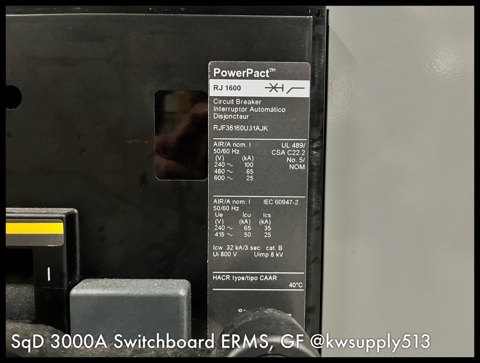 Square D QED 3000A Switchboard 480V 3P/4W with 1600/2000A Sections ERMS ...