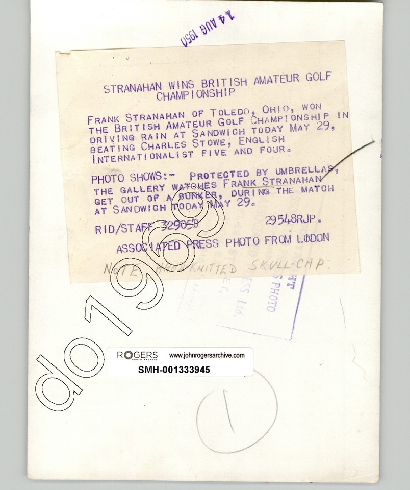 US Amateur Golfer FRANK STRANAHAN In The UK. 1950 Press Photo Sports | eBay