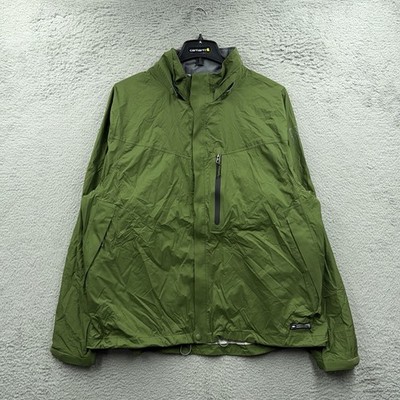 REI Co-Op Elements Jacket Mens XXL Green Hooded Rain Windbreaker Soft ...