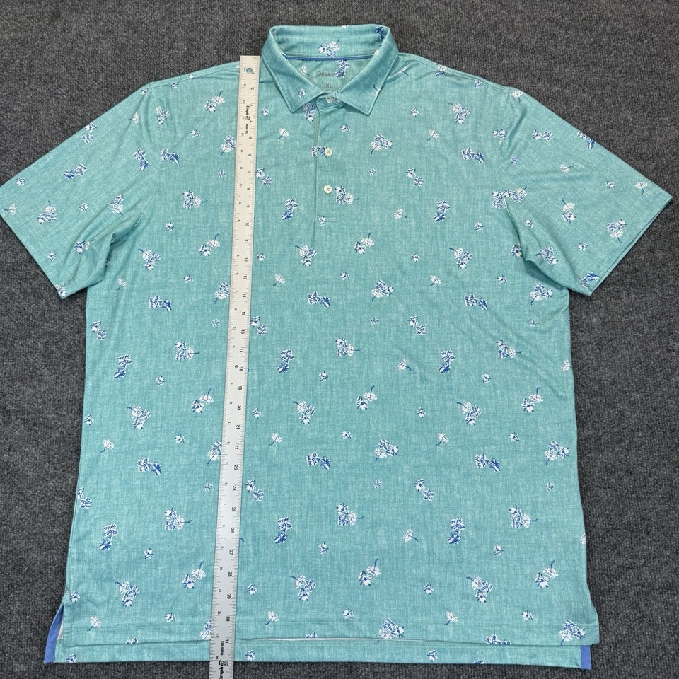 Johnnie-O Polo Mens 2XL Jenkins Stretch Golf Teal Blue Floral ...