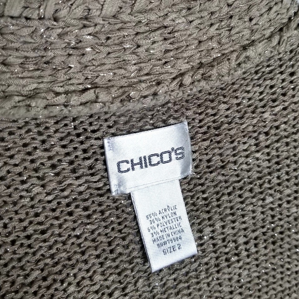 Chico's 2 Size L Cardigan Metallic Button Front Knit Sweater Blazer ...