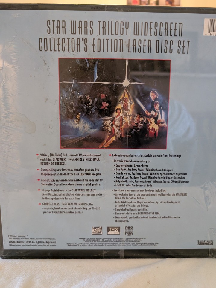 STAR WARS TRILOGY - THE DEFINITIVE COLLECTION 9-Laserdisc BOXED SET ...