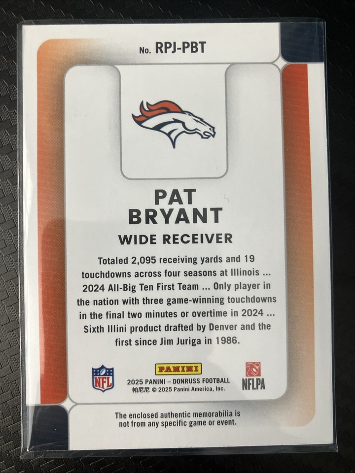 2025 Panini Donruss - Rookie Phenom Jerseys Pat Bryant #RPJ-PBT (MEM ...