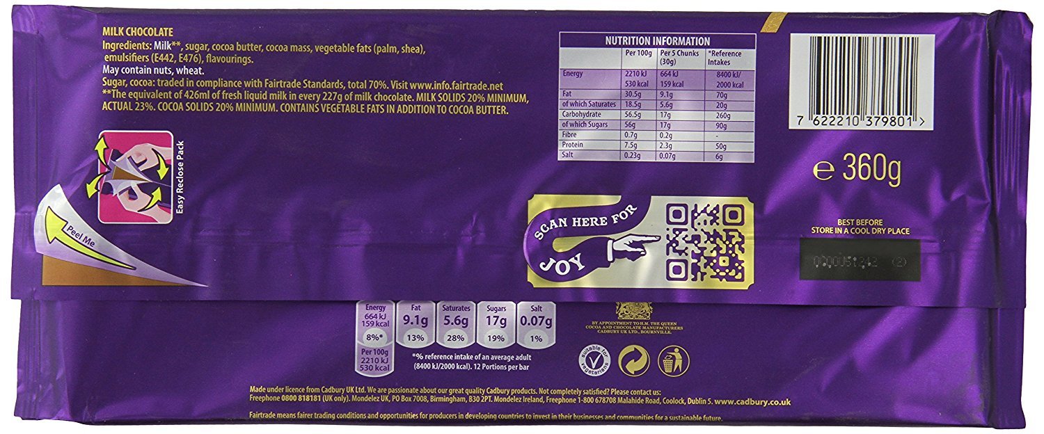 Cadbury Dairy Milk Chocolate Bar 360g Great Chocolate Gift | eBay UK