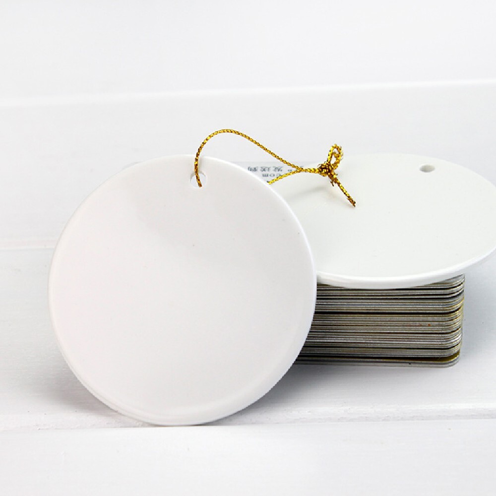 10Pcs Sublimation Circle Christmas Decor 7cm Blank Ceramic Hanging ...