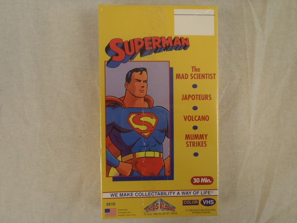 Sealed VHS Superman -4 Episodes - 1993 Classic Superhero Cartoon 4 Kids ...