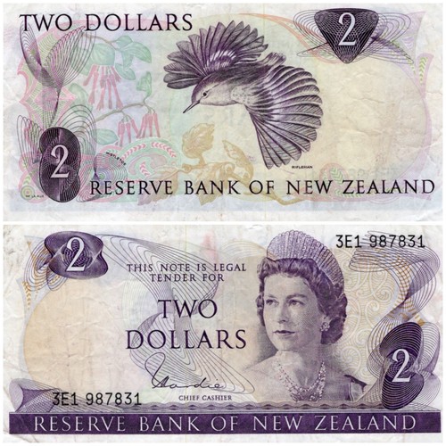 New Zealand 2 Dollar banknote 3E1 Hardie P164d Type I QEII Combined ...