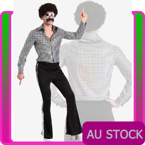 Mens 60s 70s Retro Hippie Hippy Costume Groovy Party 1970s Disco Dancer ...