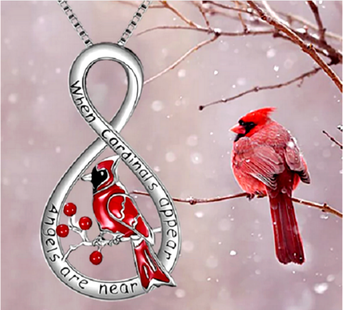 RED CARDINAL ANGEL APPEAR Pendant On 925 Sterling Silver 26" necklace ...