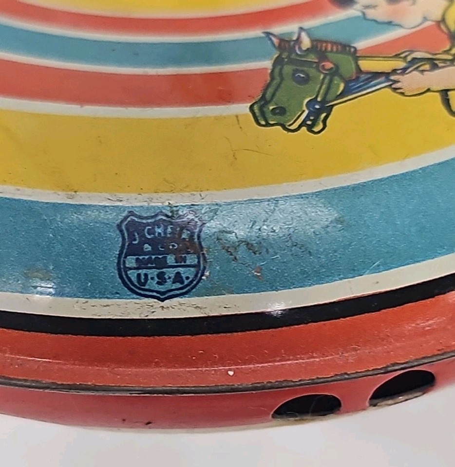 Vintage J. Chein & Co. Tin Spinning Top Litho Metal Handle 1950's ...