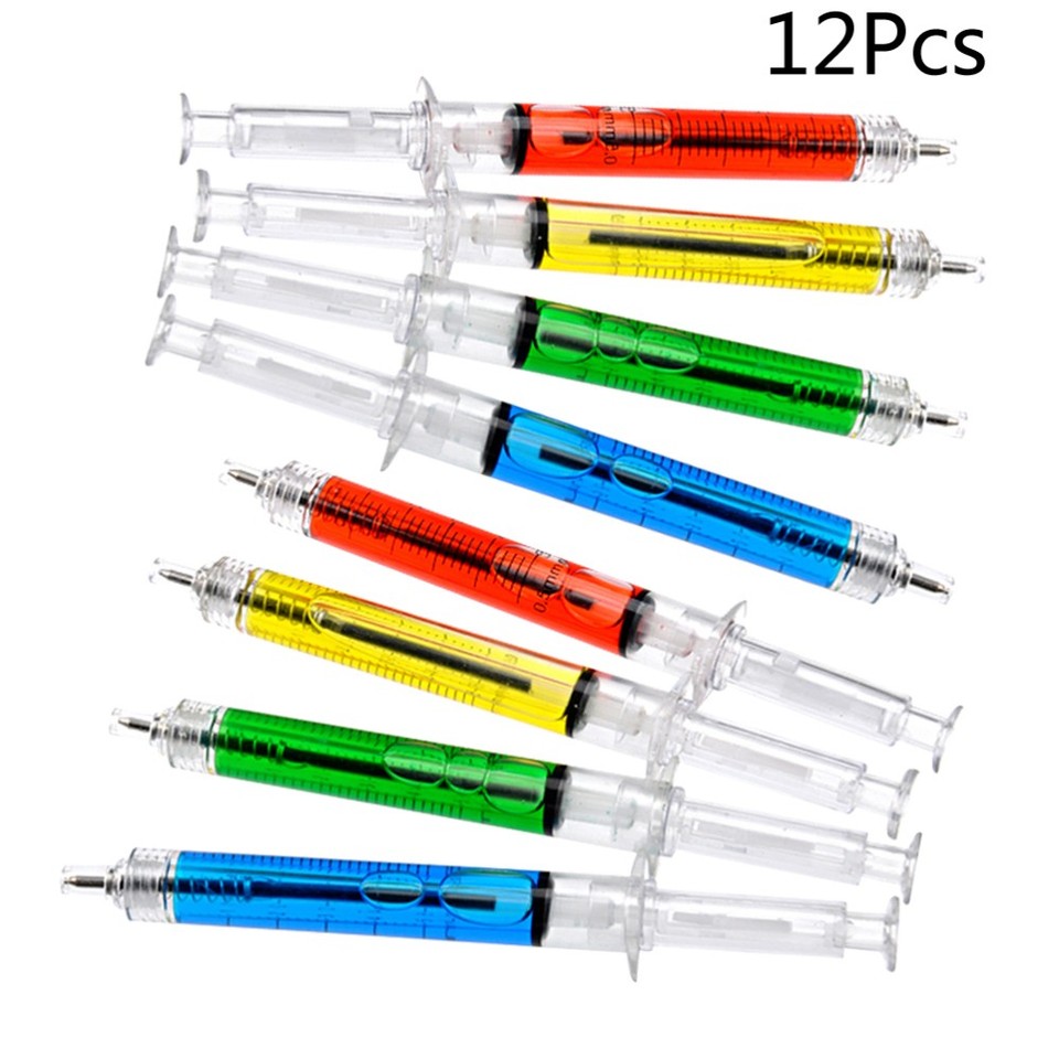 12 Pcs Syringe Ballpoint Pen Child Needle Tube Shaped Gel Cool Pens for ...