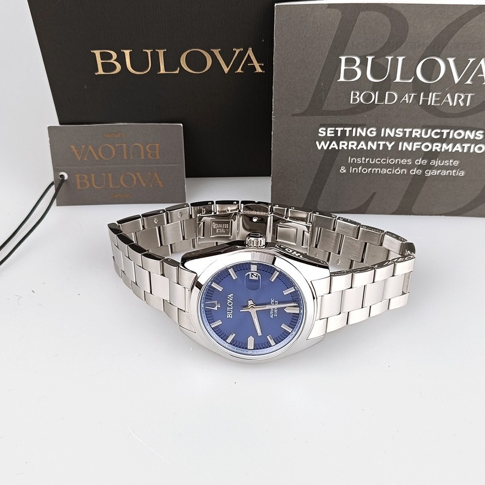 Men's Bulova Classic Surveyor 96B436 Blue Dial Stainless Steel ...