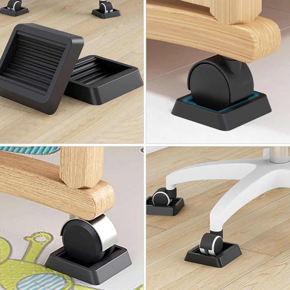 5pcs TPE Square Furniture Caster Pads Easy Fit Anti Slip Chair Sofa Bed ...