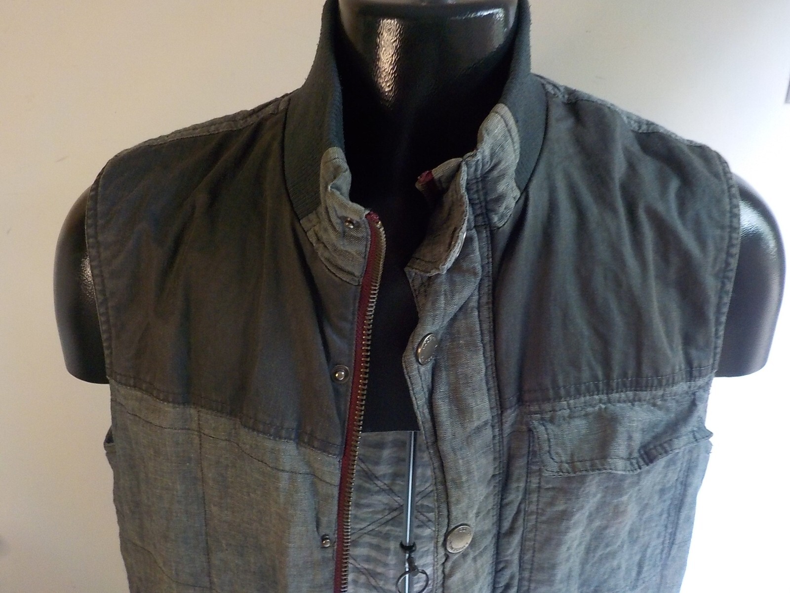 MODERN AMUSEMENT Mens Zipper Front Two Tone Vest Gray… - Gem