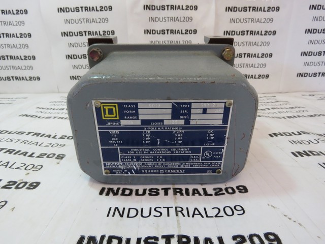 Square D Class 9013 Type Ghr-2 Pressure Switch 575 VAC 2 Pole 5 HP 1-3 ...