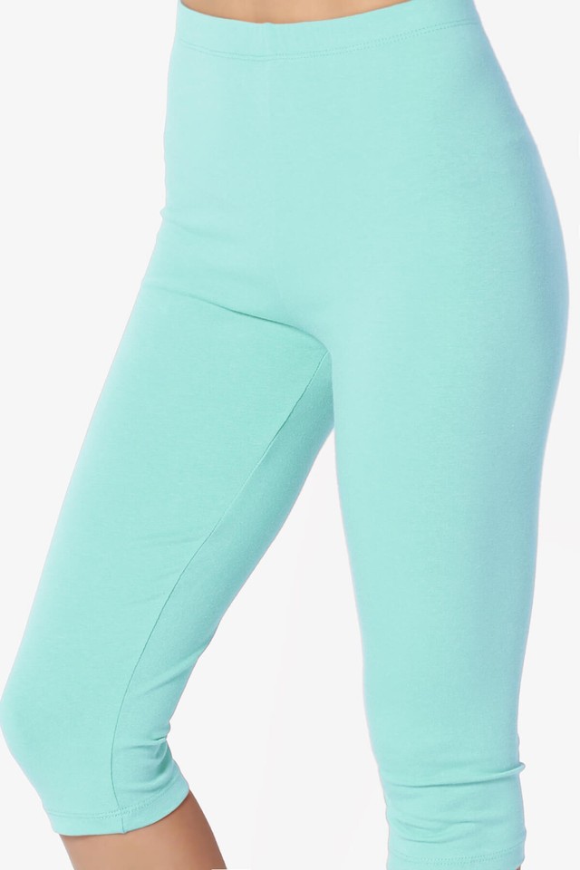Women's Essential Basic Cotton Spandex Stretch Below Knee Capri Leggings S~3X | eBay