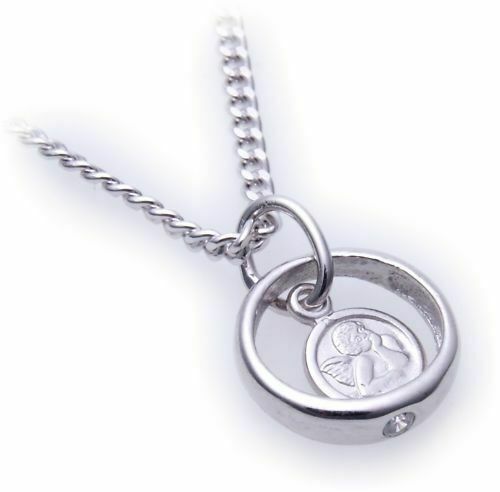 Set Christening Ring Zirconia Guardian Angel Real Gold 585 White Curb ...