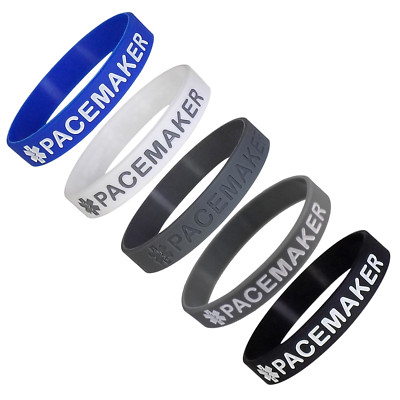 PACEMAKER Medical Alert ID Silicone Bracelets Adult Size (5 Pack) Free ...