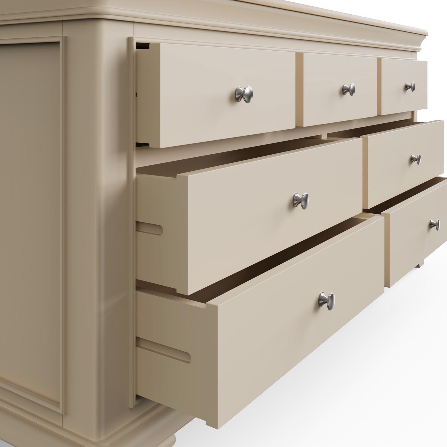 Putty Painted 7 Drawer Chest Of Drawers Ready Assembled Solid Oak ...