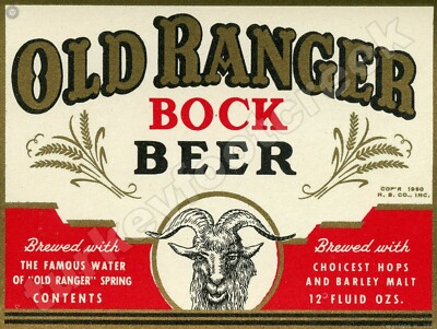 Old Ranger Bock Beer Label 9" x 12" Metal Sign | eBay