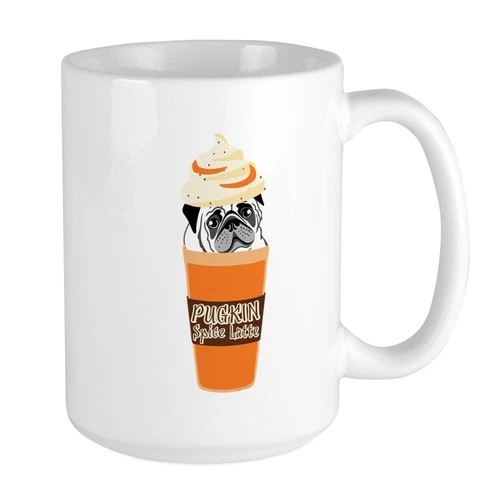 Funny Pug Pumpkin PUGKIN Spice Latte Mugs Large Mug | eBay