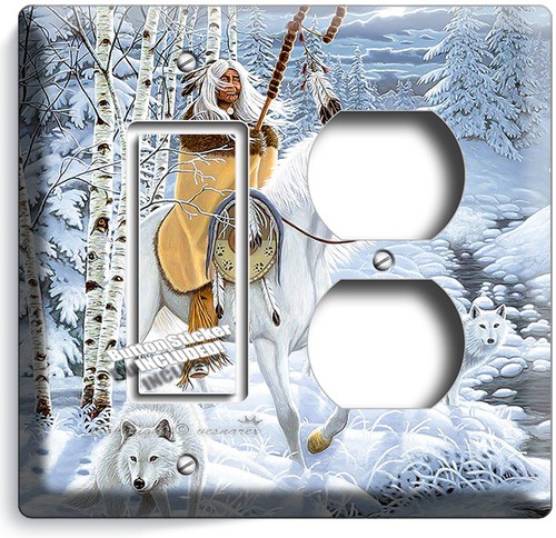 NATIVE AMERICAN INDIAN CHIEF WHITE HORSE WINTER LIGHT SWITCH OUTLET ...