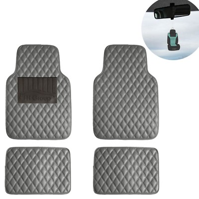 Universal Leather Floor Mats for Car Auto Diamond Pattern Gray w/ FREE ...
