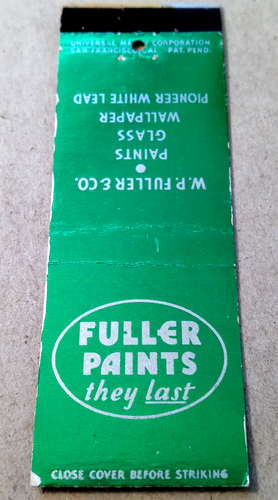 Vintage Matchbook: W.P. Fuller Paints, San Francisco, CA | eBay