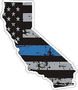 Thin Blue Line California Distressed Flag Vinyl Decal Sticker Police ...