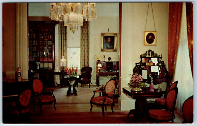 Parlor & Study Melrose Ante-Bellum Interior View Natchez MS Chrome ...