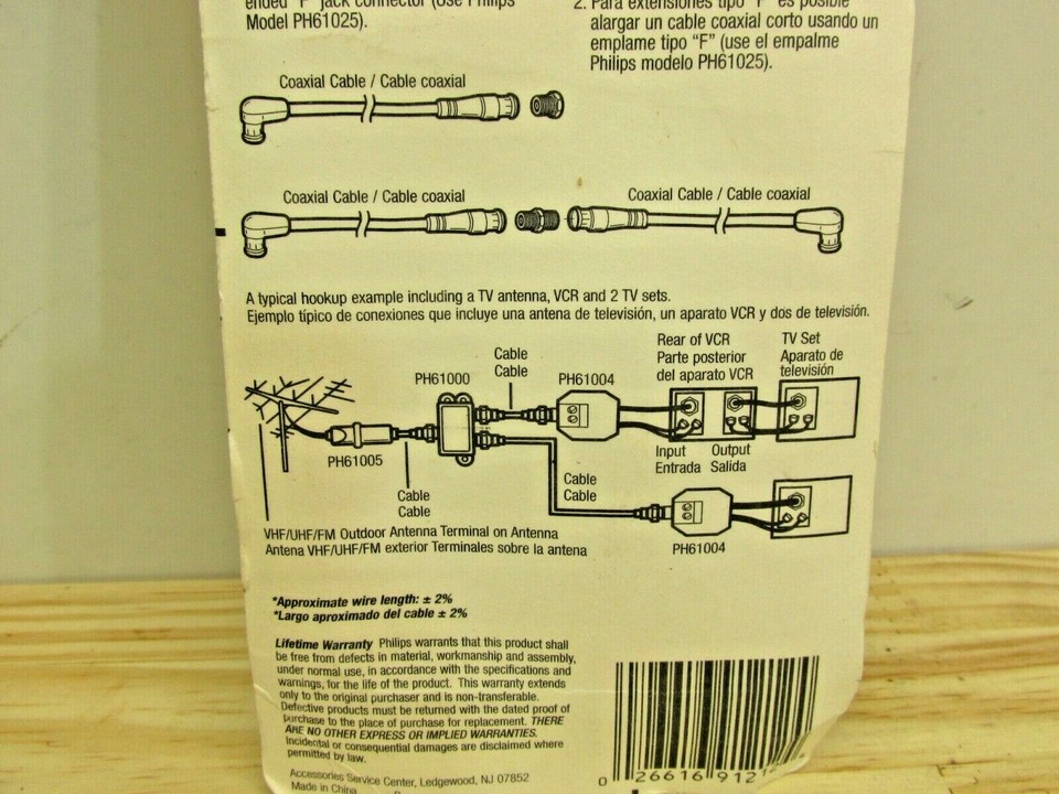 Philips RG59 Coaxial Cable 6 ft Video PH61212 Connects Video Components ...