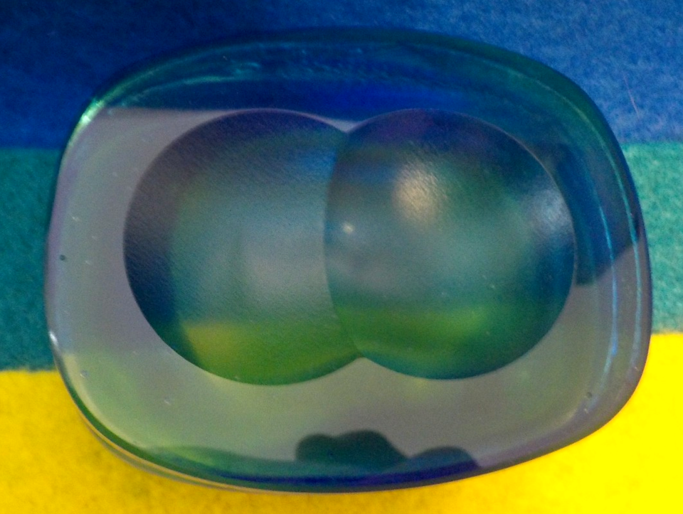 NM Italian Sommerso Style Art Glass Cobalt Blue & Turquoise w/ Embossed ...