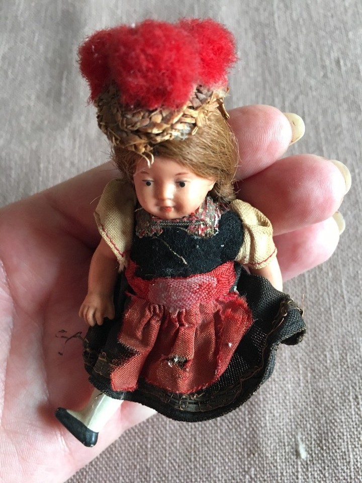 Vintage Hard Plastic Jointed German Girl Doll 4" Tall | eBay