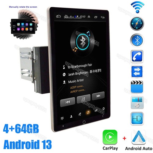 1 DIN 10" Rotatable Android 13 Auto Carplay GPS NAVI WIFI 4+64G Car ...