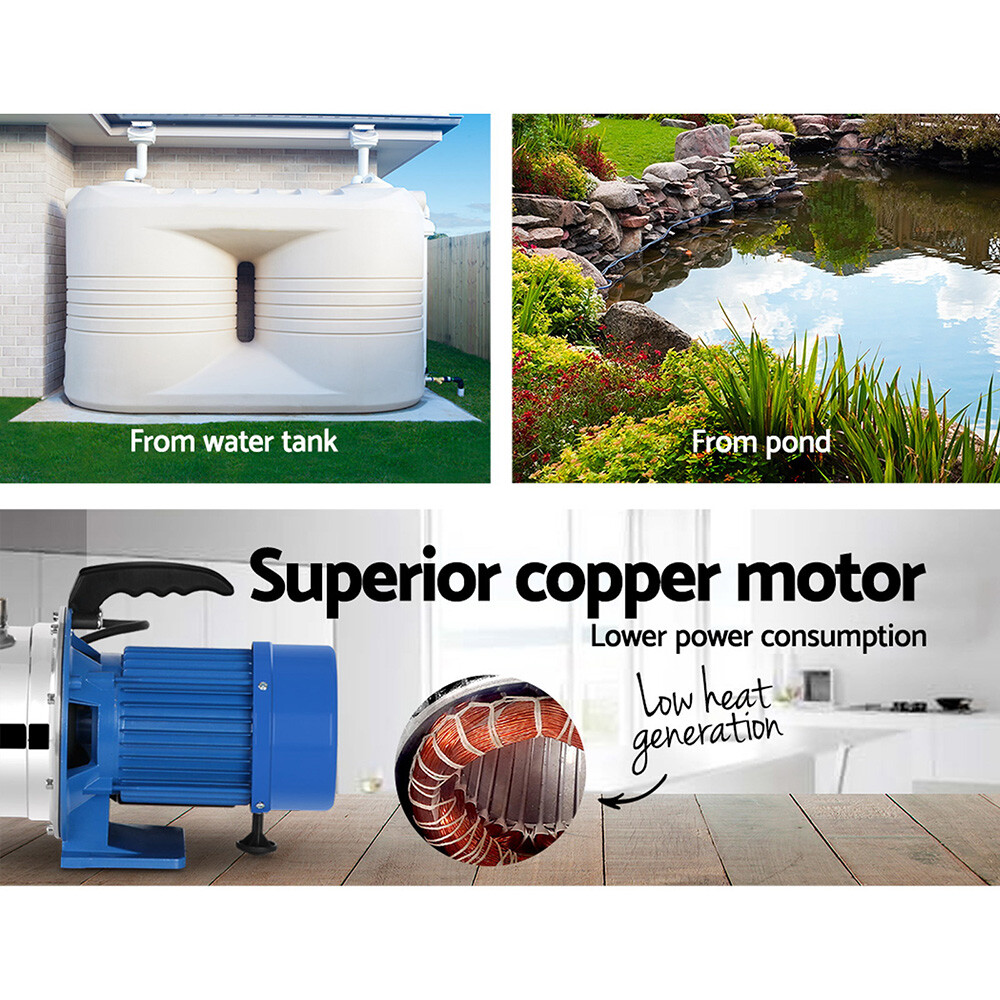 Giantz Water Pump High Pressure 1100W Stage Jet Rain Tank Pond Garden ...