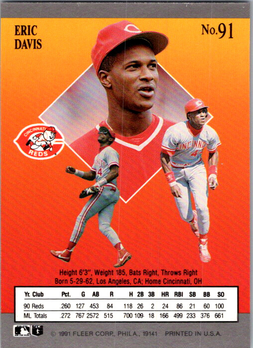 Eric Davis 1991 Fleer Ultra #91 Baseball Card | eBay