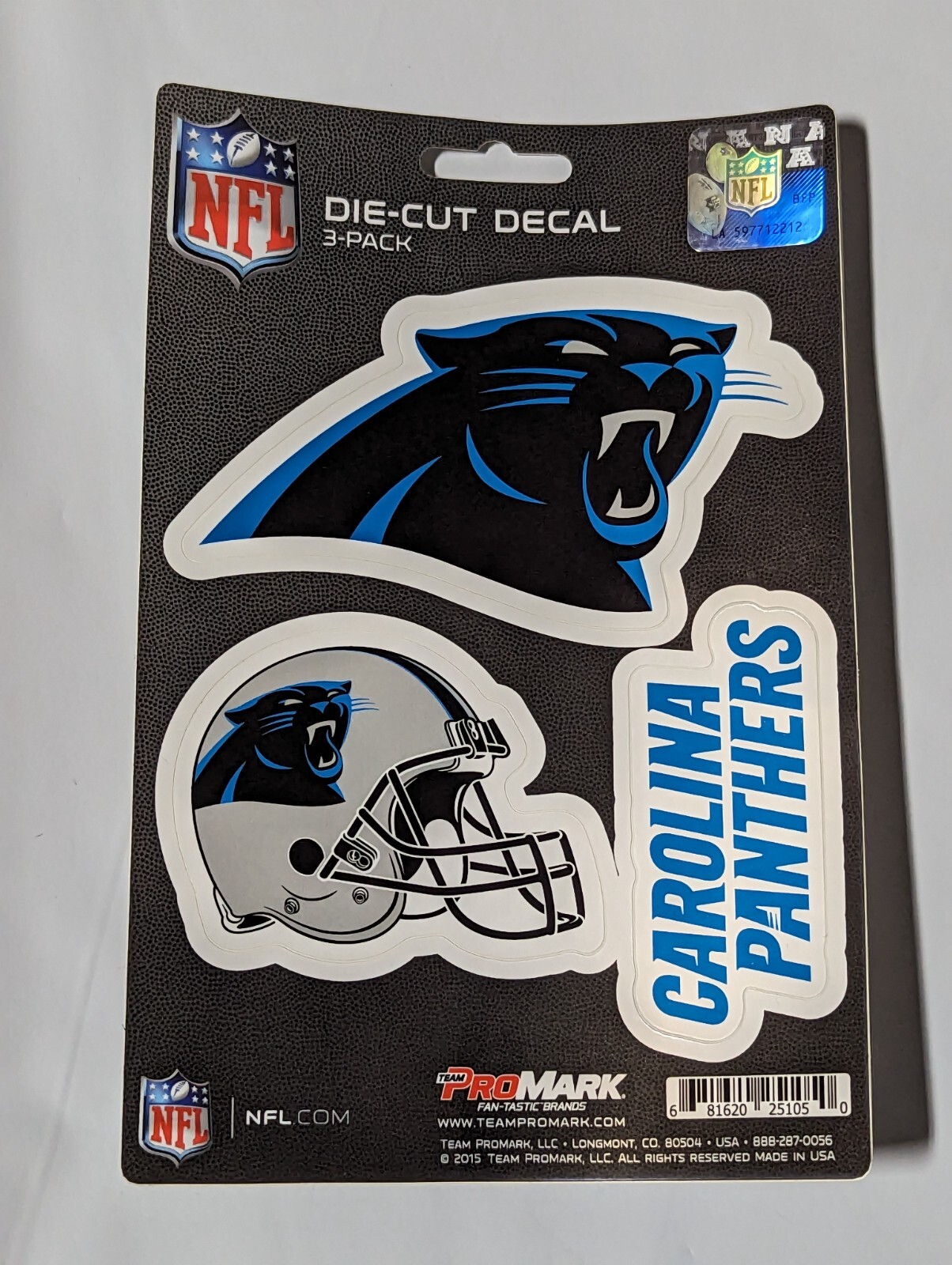 Carolina Panthers 3-Pack Die-cut Decals Stickers Sheet Measures 5" x 7 ...