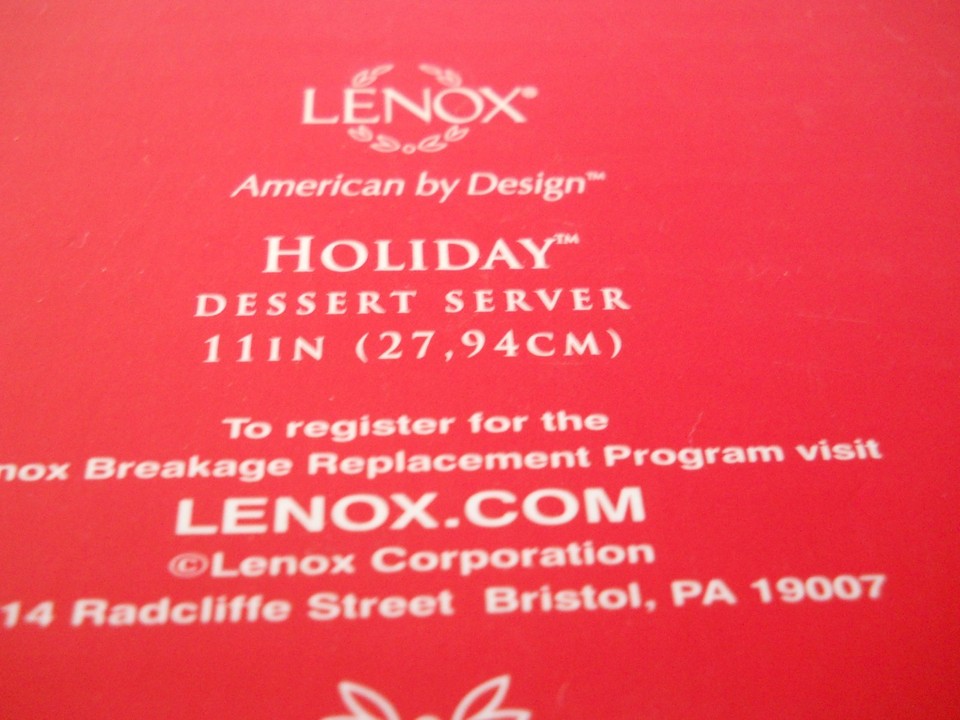 Lenox 11" Porcelain Holiday Pie Cake Dessert Server #800938 Mint in Box | eBay