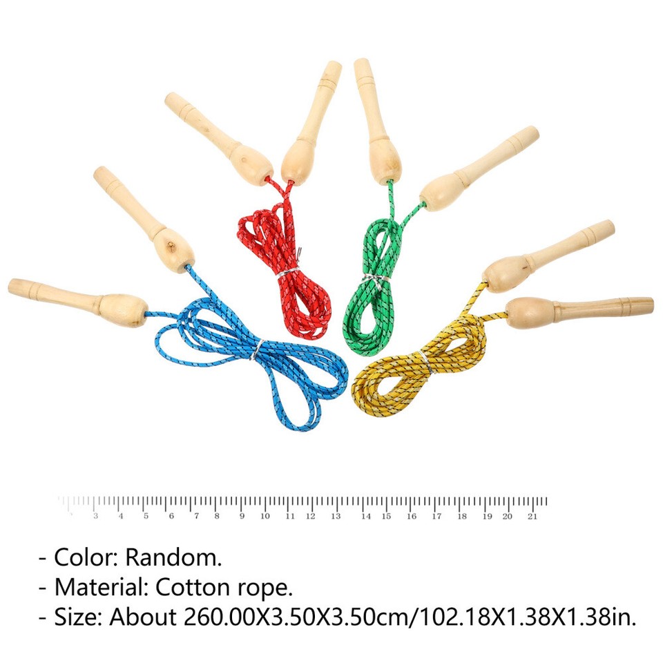 4 Pcs Kids Skipping Rope Wooden Handle Jump Boxing Bar Adjustable ...