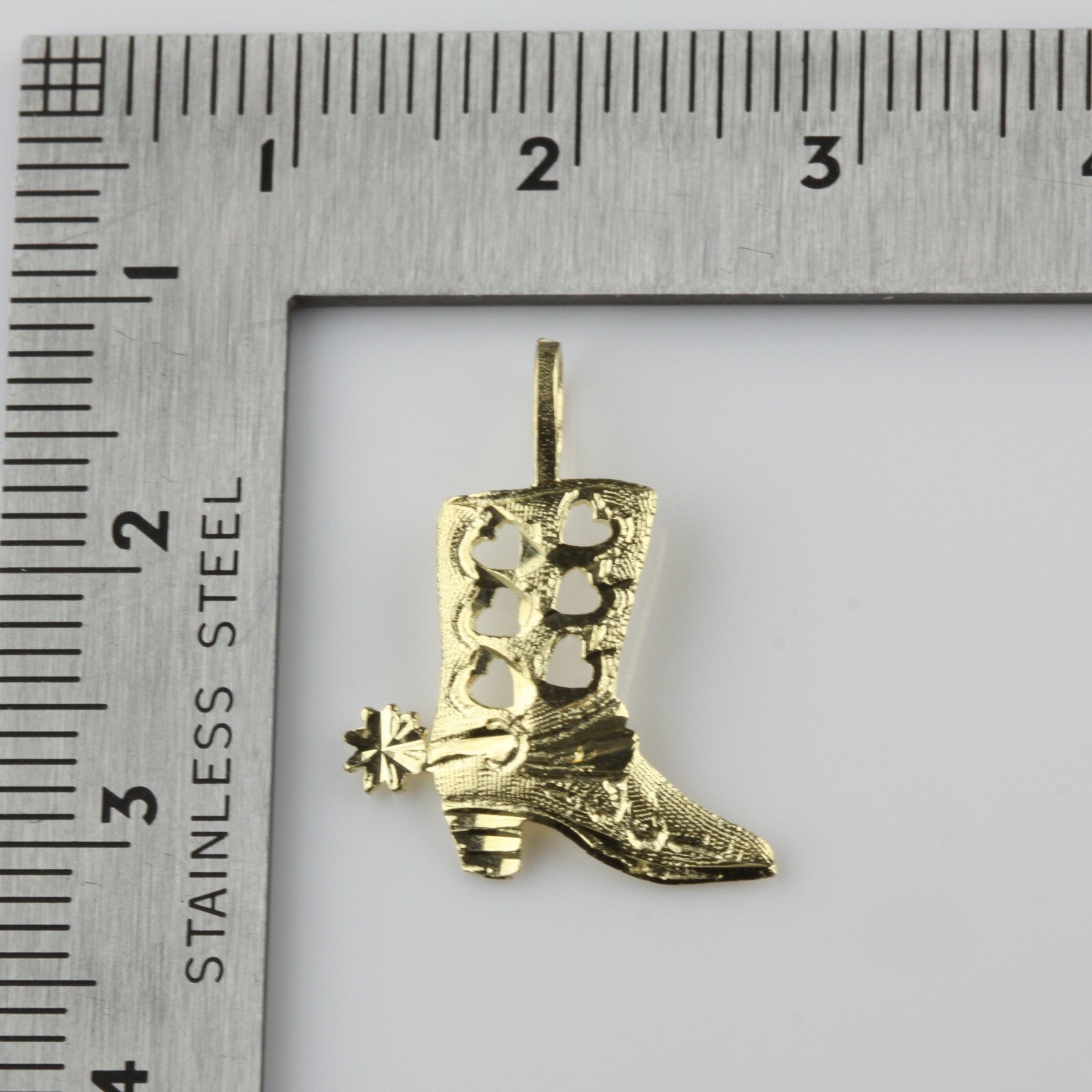 14K Yellow Gold Boot with Hearts inside Charm - Gem