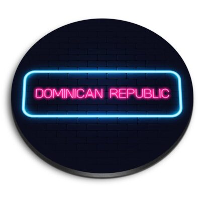 1x Round Fridge MDF Magnet Neon Sign Design Dominican Republic Country ...