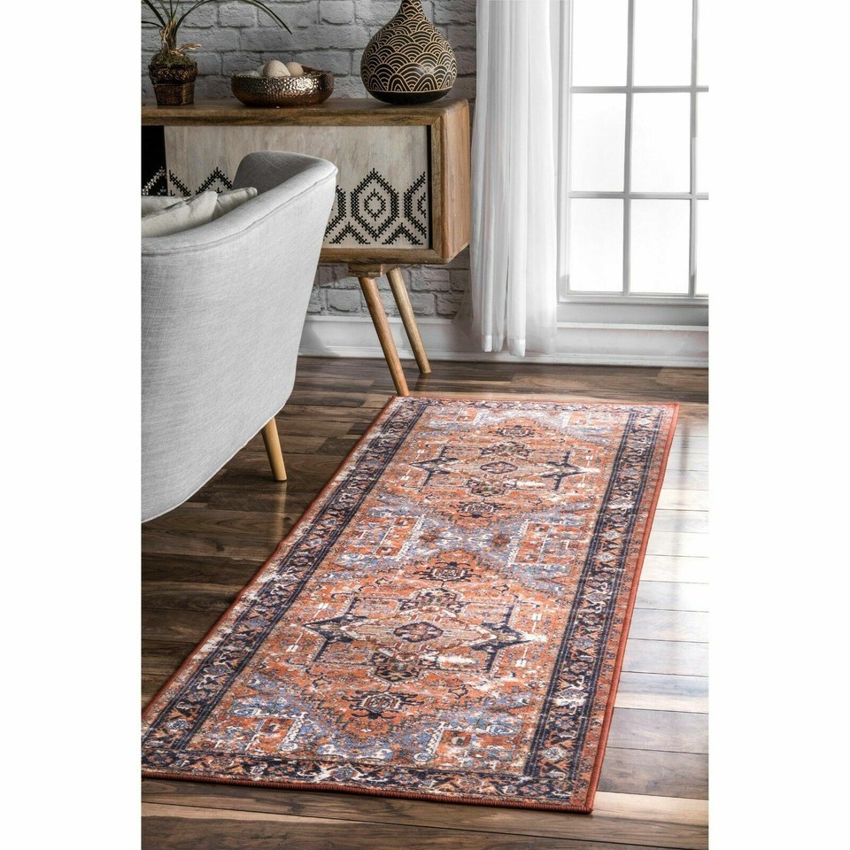 nuLOOM NEW Traditional Vintage Medallion Area Rug in Rust Orange | eBay