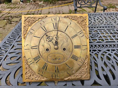 Antique 8 day Longcase granfather clock movement BRASS DIAL hands ...