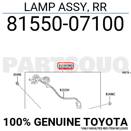 8155007100 Genuine Toyota LAMP ASSY, RR 81550-07100 | eBay