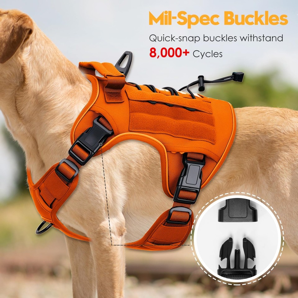 Heavy-Duty Tactical Dog Harness for Large Dogs, No Pull Adjustable ...