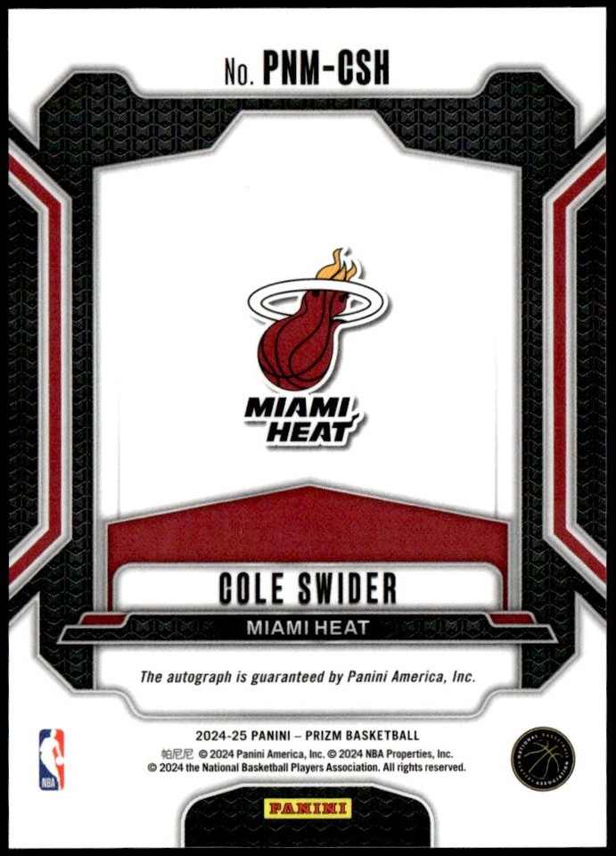 2024-25 Panini Prizm #PNM-CSH Cole Swider Penmanship Auto E1 | eBay