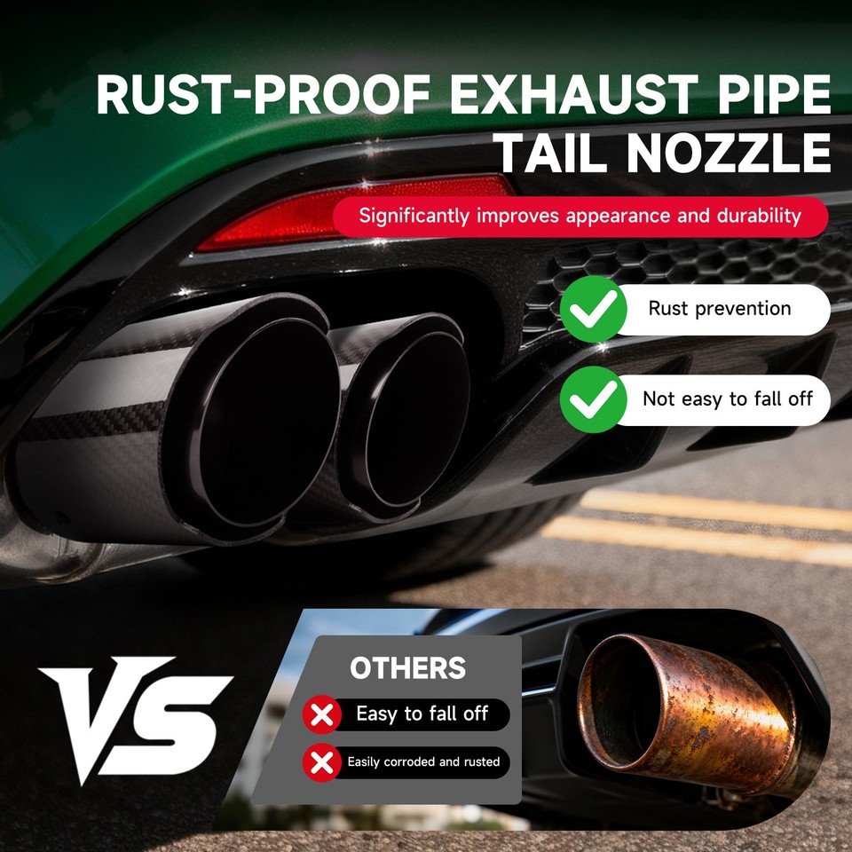 3" Inlet 4" Outlet Dual Exhaust Tip Carbon For Challenger SRT Scat Pack ...