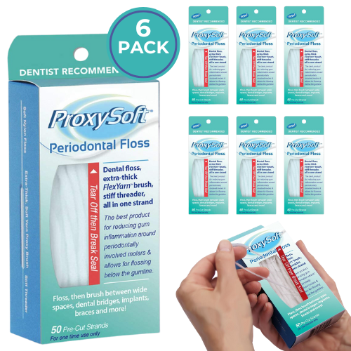 6-Pack ProxySoft Periodental Floss for Bridges, Dental Floss Threader ...